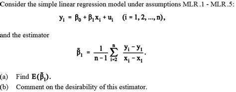 Solved Consider The Simple Linear Regression Model Under