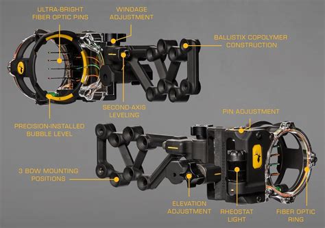 Trophy Ridge React H4 Bow Sight 4 Pins Tool Free Adjustments Bright