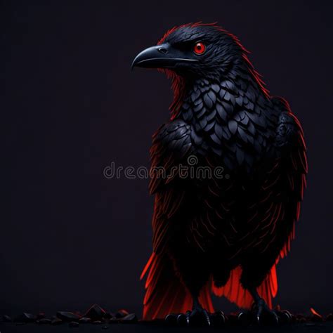 A Black Raven With Red Eyes On Top Of A Rock Stock Illustration Illustration Of Perched Eerie