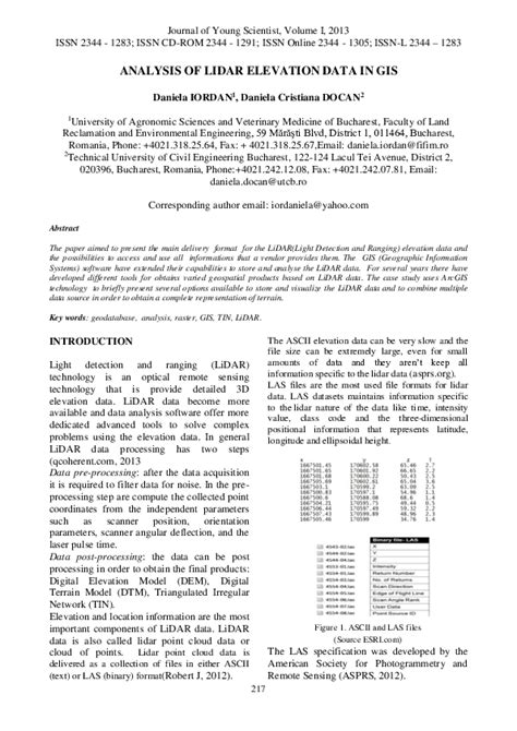 Pdf Analysis Of Lidar Elevation Data In Gis