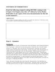Lab Handbook BSC 1005 Lab 7 Doc PATTERNS OF INHERITANCE Read The