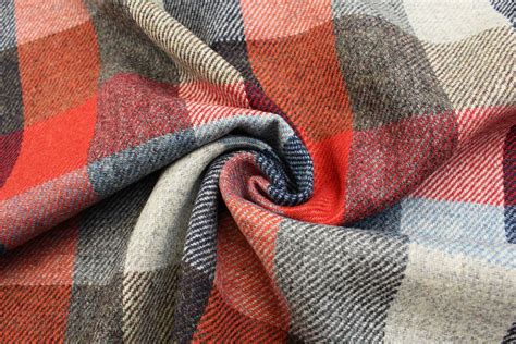 Pure New Wool Tweed Large Block Check Design Dm43