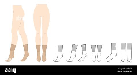Mid Calf Socks With Wide Elastic Band Set On Women Legs And Cad Flat