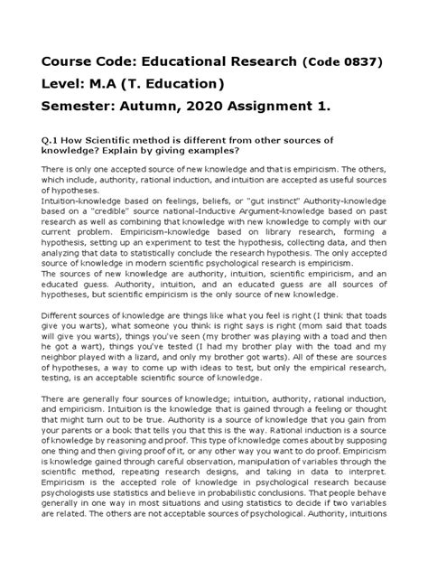 Assignment No1 Code 0837 Pdf Experiment Inductive Reasoning Assignment No1 Code 0837 Pdf Experiment Inductive Reasoning