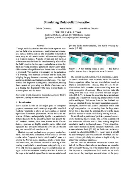 Pdf Simulating Fluid Solid Interaction