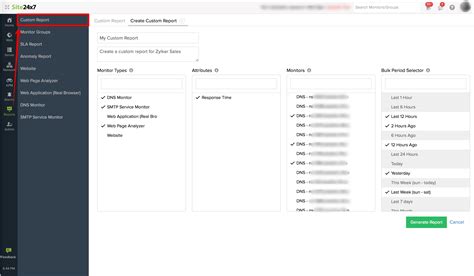Custom Report Online Help Site24x7