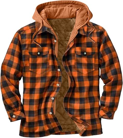 Orange Plaid Shirt Men