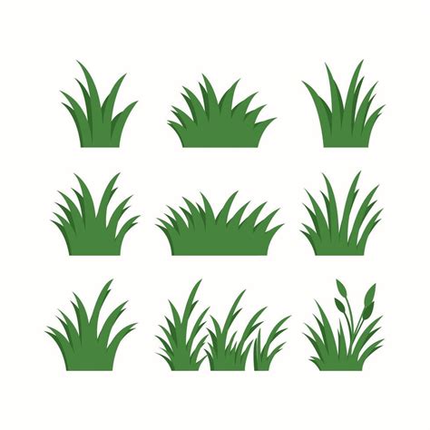 Set Of Flat Grass Elements 62628670 Vector Art At Vecteezy
