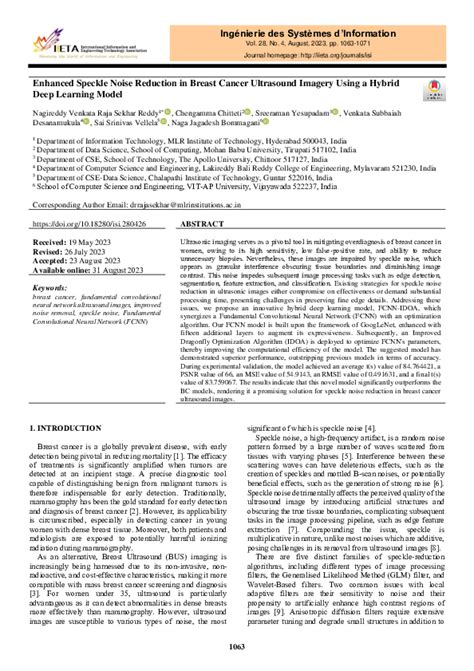 Pdf Enhanced Speckle Noise Reduction In Breast Cancer Ultrasound Imagery Using A Hybrid Deep