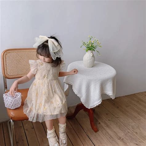 Летние Детские платья для девочек новый дизайн 2023 Сетчатое платье принцессы с блестками