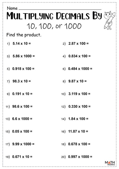 Grade 6 Math Decimal Place Value Worksheets