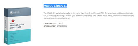 Codesys Mssql Library Sl Article No 2112000003