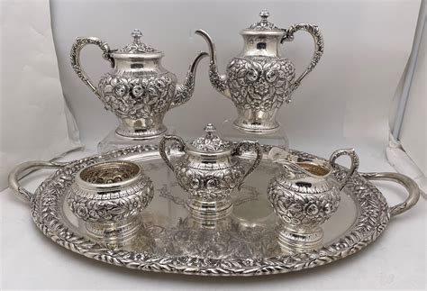 S Kirk And Son Repousse Sterling Silver 6 Piece Tea And Coffee Set