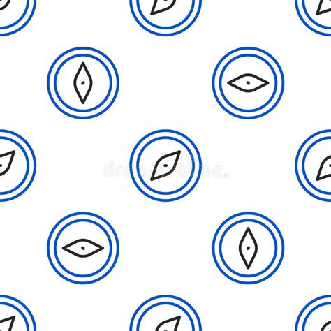 Line Compass Icon Isolated Seamless Pattern On White Background Windrose Navigation Symbol