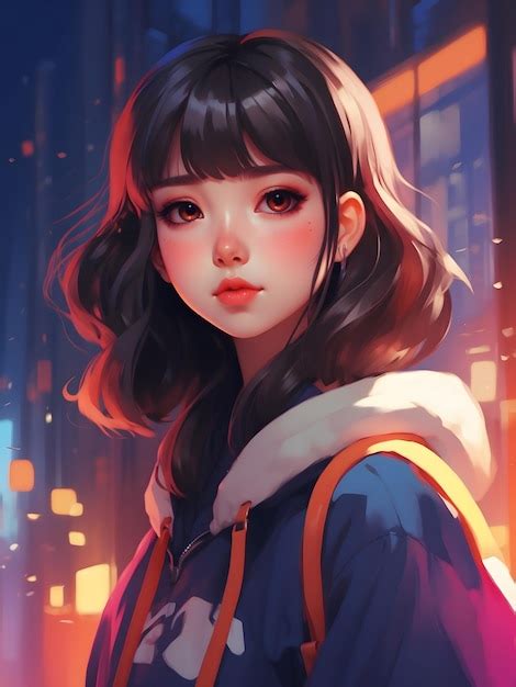 Cute Girl Illustration Fine Details Vibrant Colors Soft Shading Anime