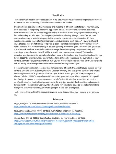 Diversification Pdf Diversification Finance Financial Risk