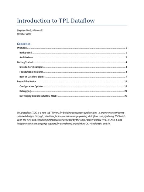 data flow introduction to tpl dataflow pdf parallel computing