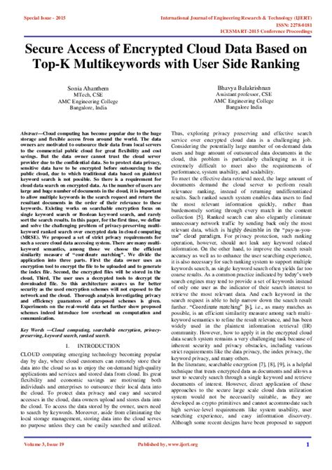 Pdf Secure Access Of Encrypted Cloud Data Based On Top K