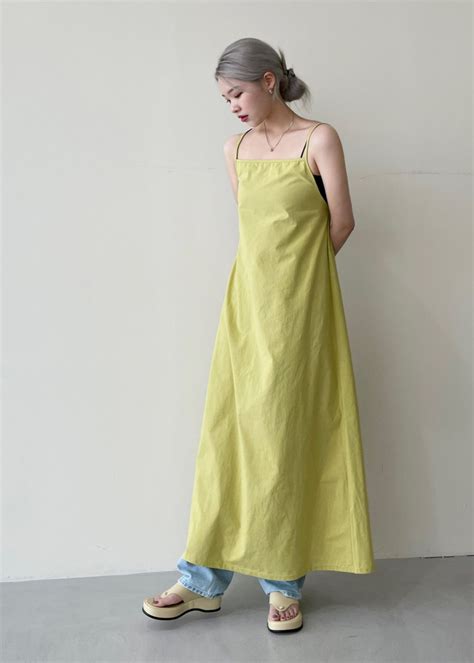 모네 뷔스티에 끈 나시 롱 원피스 2colors