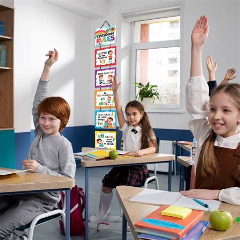 12 Classroom Rules Poster Elementary School 12x10in Colorful