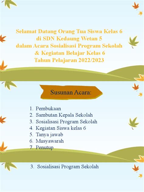 Rapat Orang Tua Siswa Kelas 6 Pdf