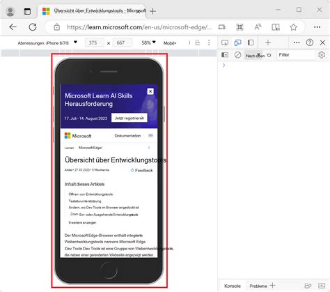 Emulieren Mobiler Geräte Geräteemulation Microsoft Edge Developer