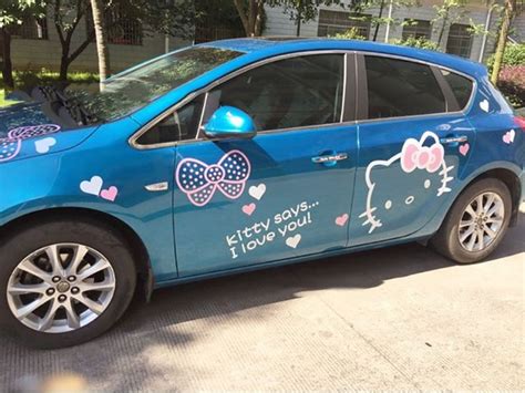 7pcs Hello Kitty Car Decal Stickers Doors Engine Back Tankcap Rear