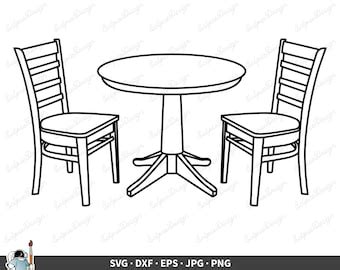 Bistro Table And Chairs Clip Art Etsy