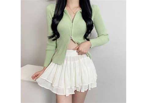 투웨이 집업 골지 긴팔가디건