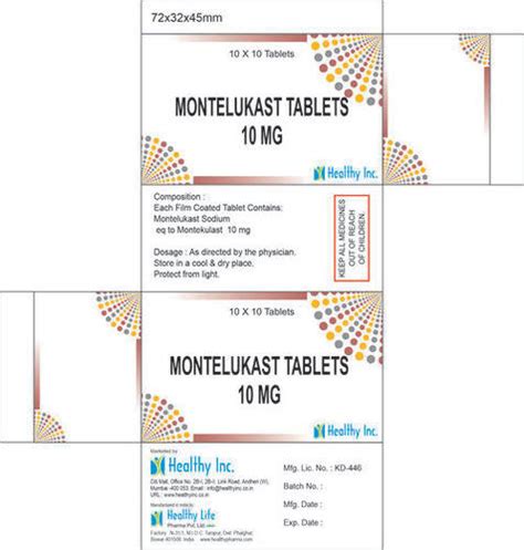 Montelukast Tablets 10mg 10x10 Tablets Blister Pack At Best Price In Mumbai Healthy Inc