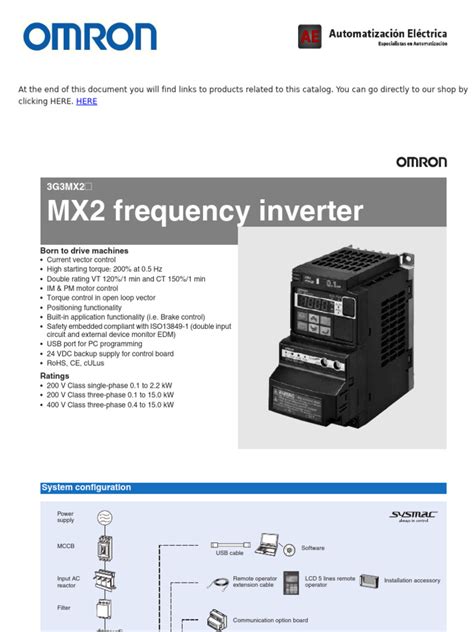 Mx2 Omron Datasheet Pdf Power Inverter Alternating Current