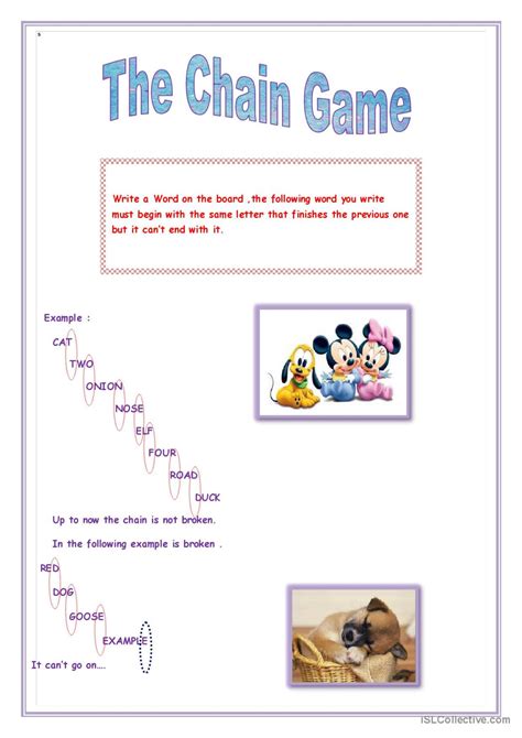 The Chain Game English Esl Worksheets Pdf And Doc