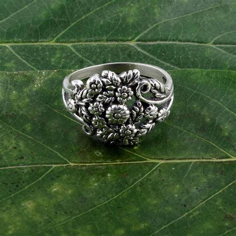 Sterling Silver Flower Ring Sterling Silver Floral Ring Sterling