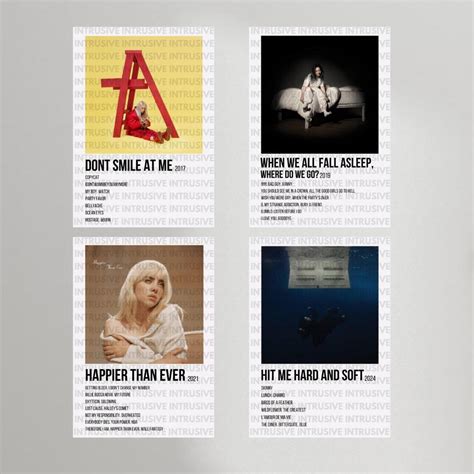 Billie Eilish Album Covers Poster Pack Of 4 Digital File Etsy Uk