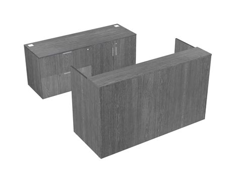 Grey Modular Reception Desk With Credenza And Hanging Drawers Officestock