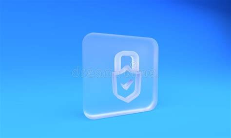 Frosted Glass Open Padlock And Check Mark Icon Isolated On Blue