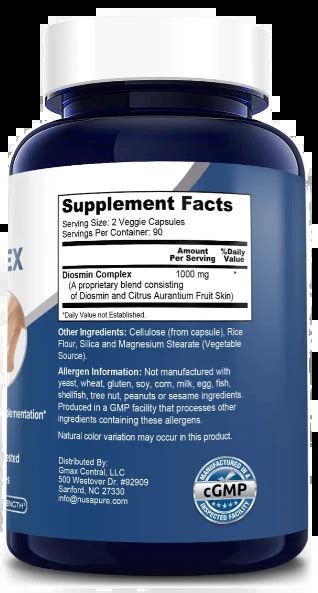 Diosmin Complex Hesperidina E Diosmina 1000mg 180 Cápsulas Nusapure Vitaminas Brasil