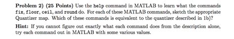 Solved Problem Points Use The Help Command In MATLAB Chegg
