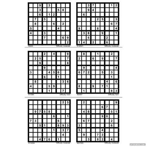 Hard Sudoku Printable 6 Per Page