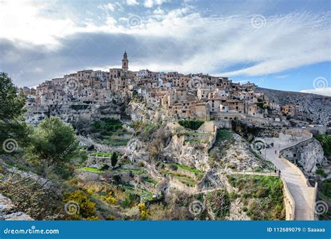 Classic View Of The Hillside Town Of Bocairent Stock Image Image Of