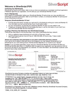 Fillable Online Welcome To SilverScript PDP Fax Email Print PdfFiller