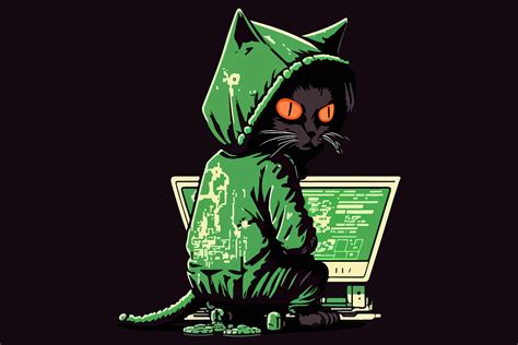 cat hacker vector illustration graphic by breakingdots · creative fabrica