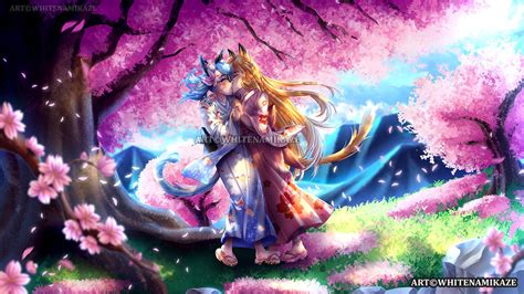 Commission Lovely Couple Under Sakura Tree By Whitenamikaze On Deviantart