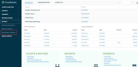 Using Month End Reports Trustbooks Knowledge Base