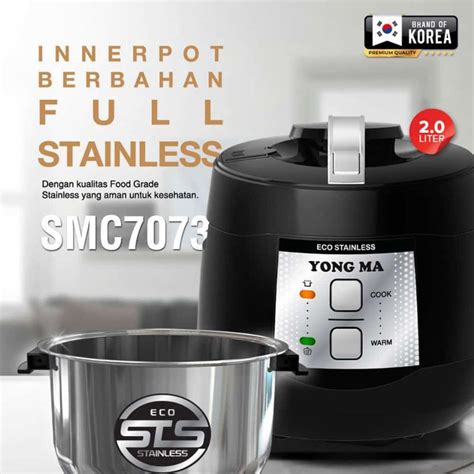 Jual Magic Com Yongma Stainless Rice Cooker Yong Ma 2liter Smc 4053 7073 Panci Stainless