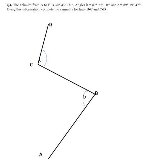 Solved Q4 ﻿the Azimuth From A To B Is 30°4318 ﻿angles