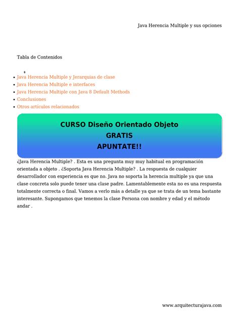 Java Herencia Multiple Y Sus Opciones Pdf Herencia Programación Orientada A Objetos Java