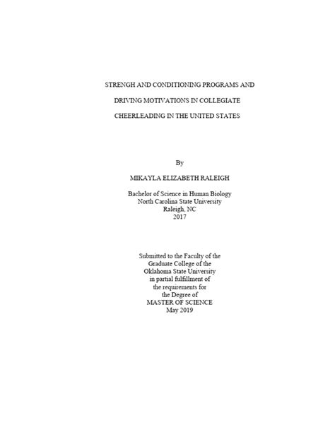 9 Strengh And Conditioning Programs And Driving Motivations In Collegiate Cheerleading In The