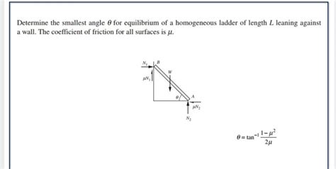 solved determine the smallest angle θ for equilibrium of a