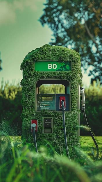Premium Photo Gas Pump Made Of Grass With Bio And Electric